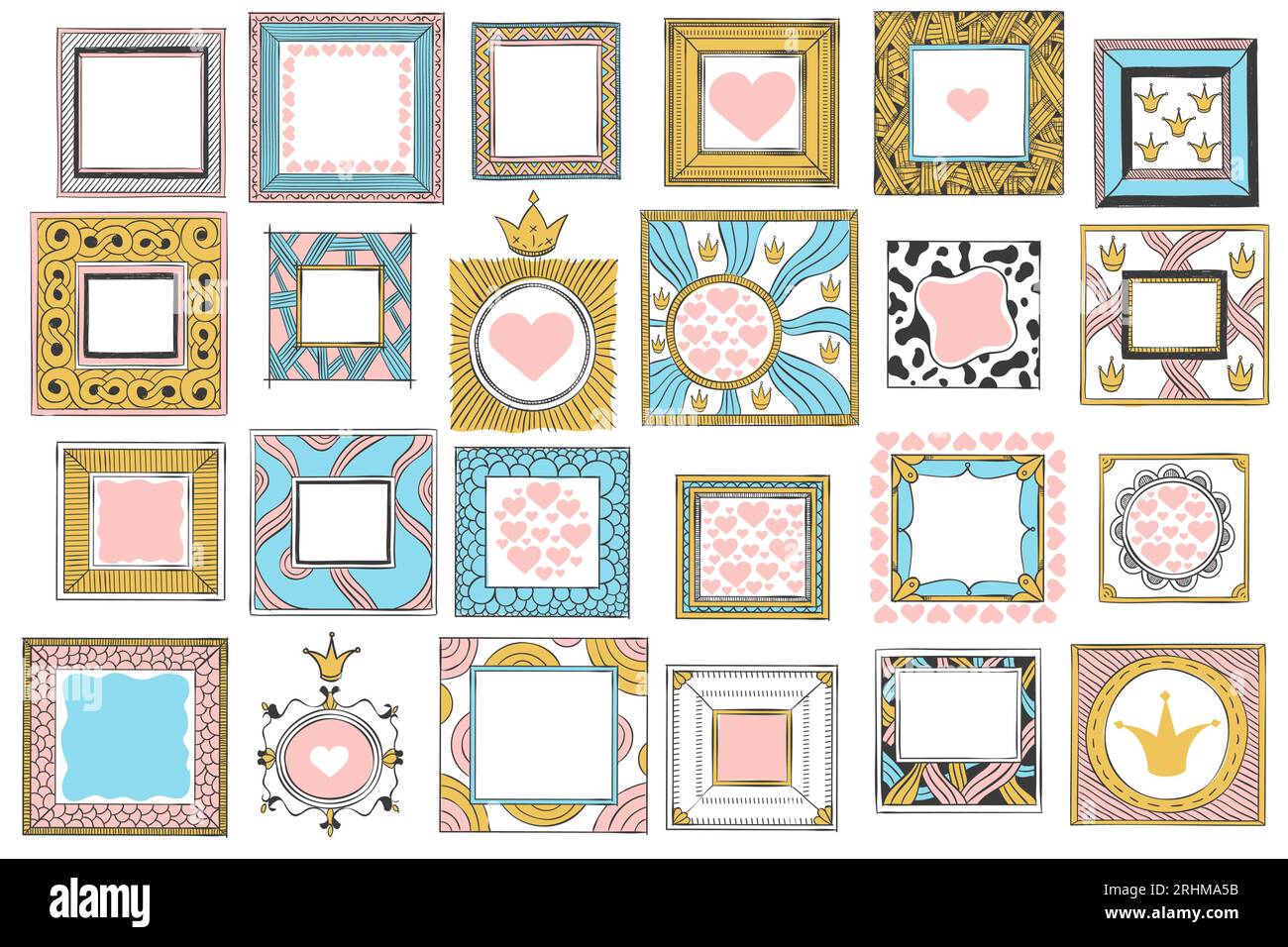 Empty retro vector frames set cute pink Stock Vector Images - Alamy
