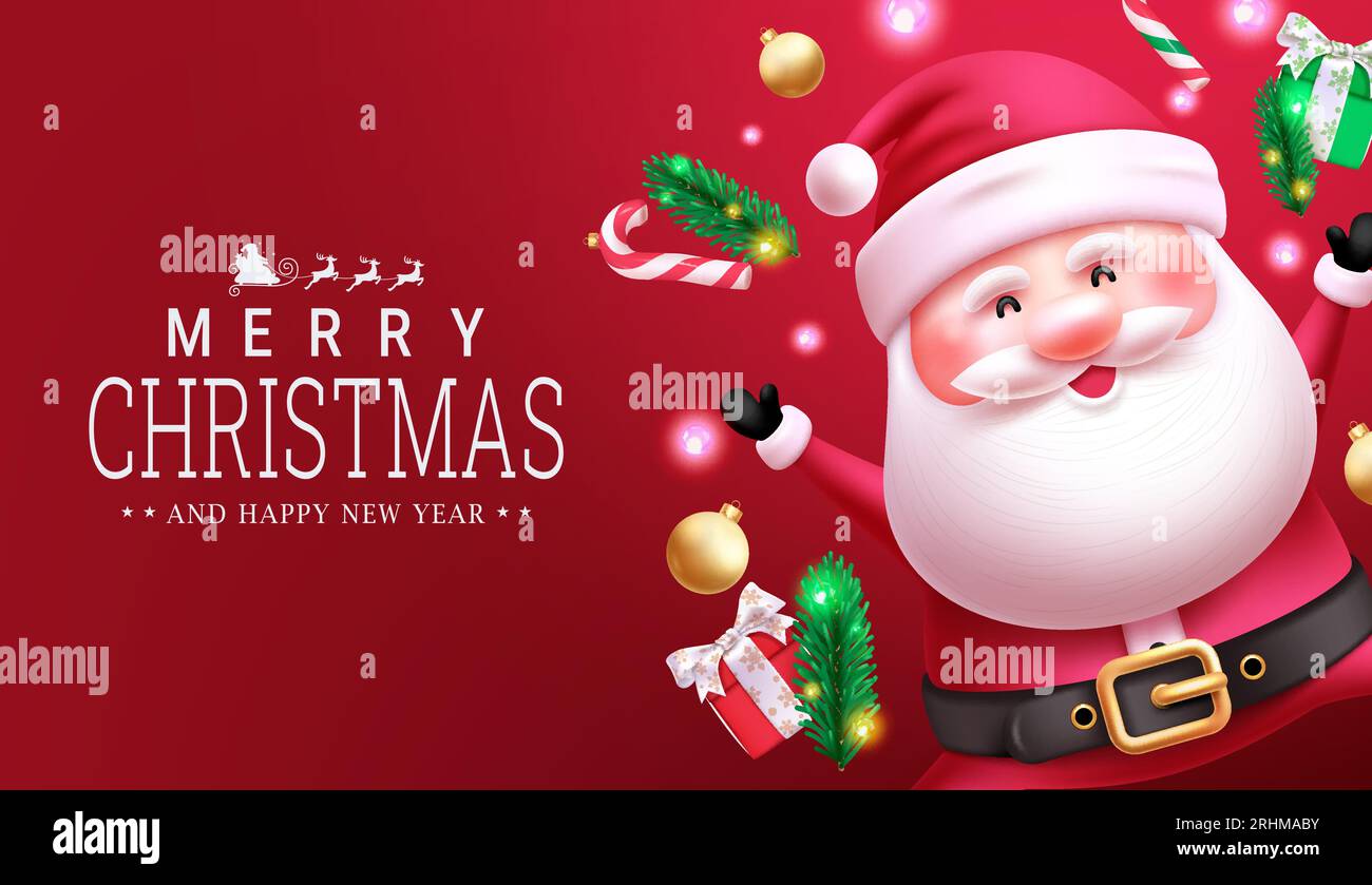 Merry christmas text vector design. Christmas santa claus character for ...