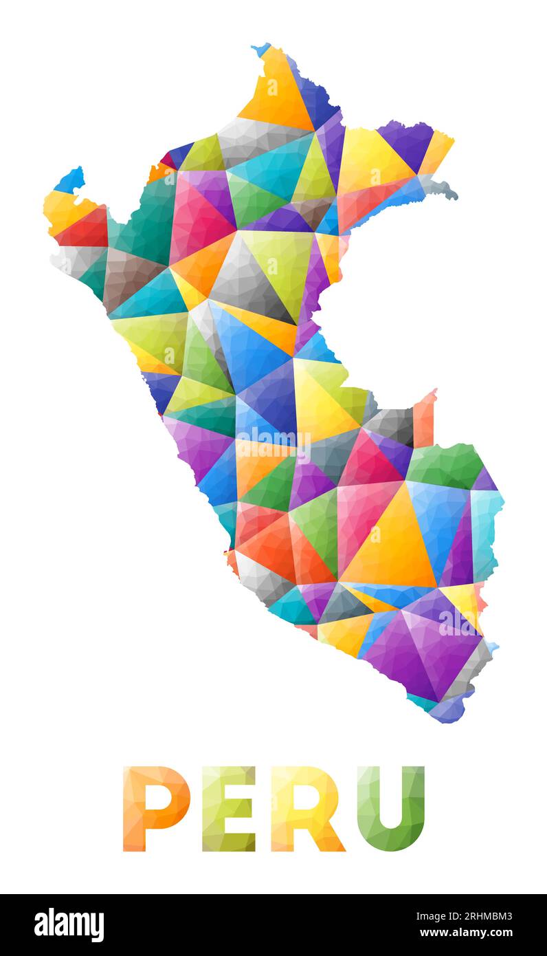 Peru Colorful Low Poly Country Shape Multicolor Geometric Triangles