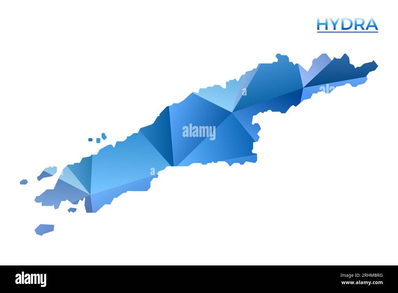 Vector polygonal Hydra map. Vibrant geometric island in low poly style ...