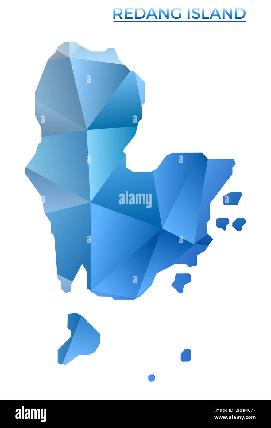 Vector polygonal Redang Island map. Vibrant geometric island in low poly style. Appealing ...
