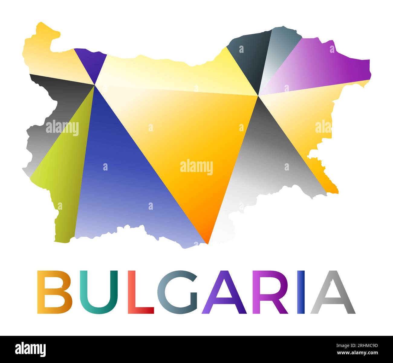 Bright colored Bulgaria shape. Multicolor geometric style country logo ...