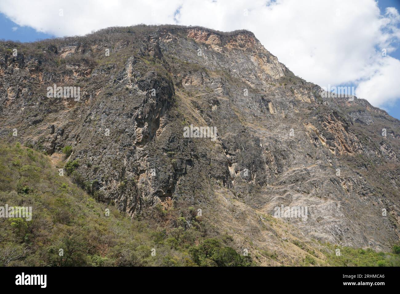 Limestone, mountain, cliff, sky, clouds, sumidero canyon at chiapas ...