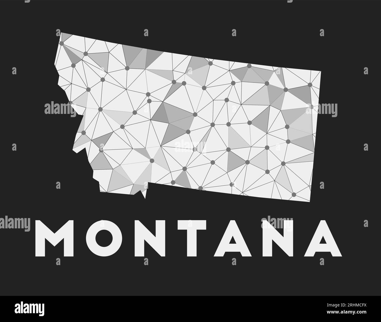 Montana - communication network map of US state. Montana trendy ...