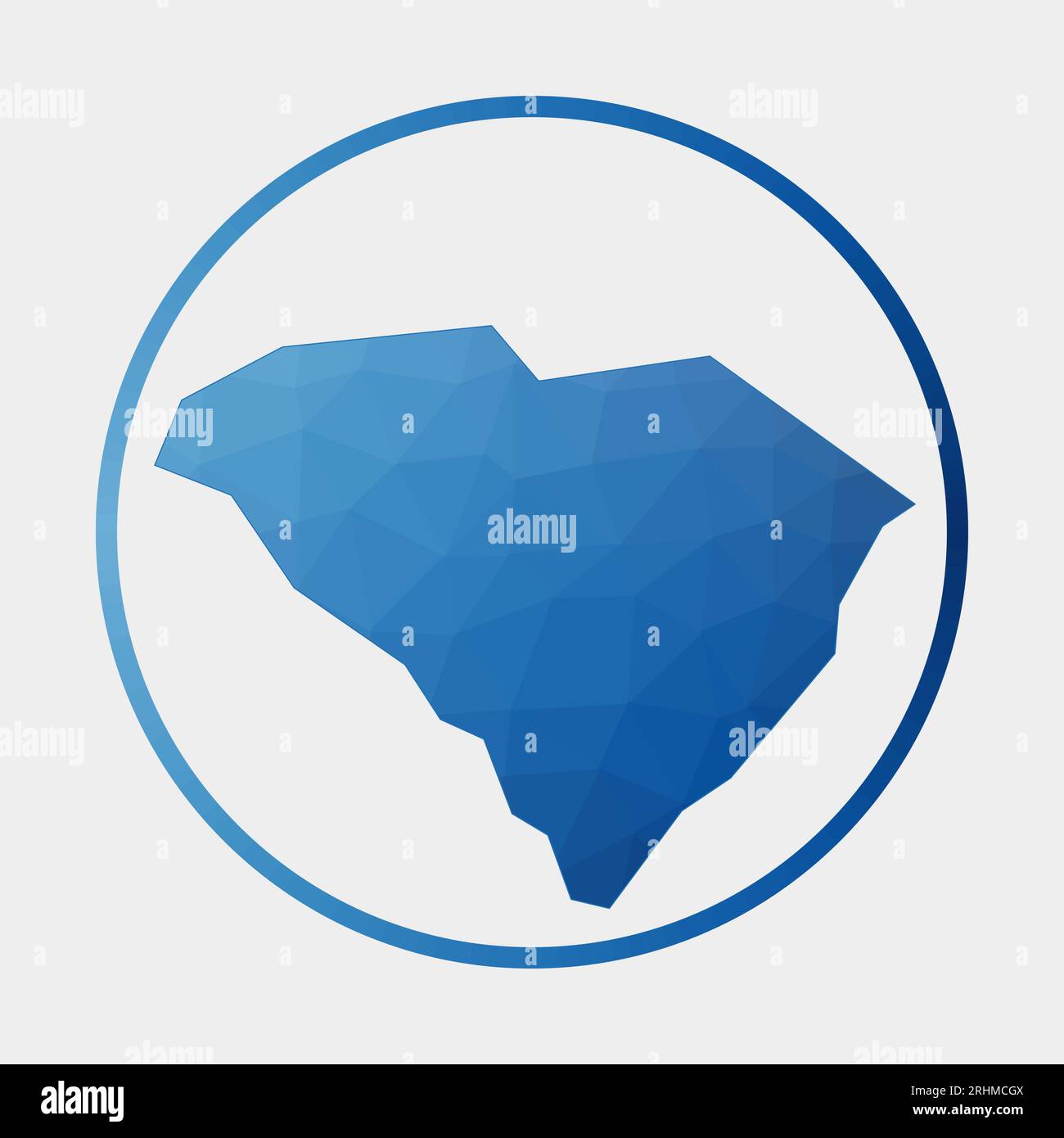 South Carolina icon. Polygonal map of the US state in gradient ring ...