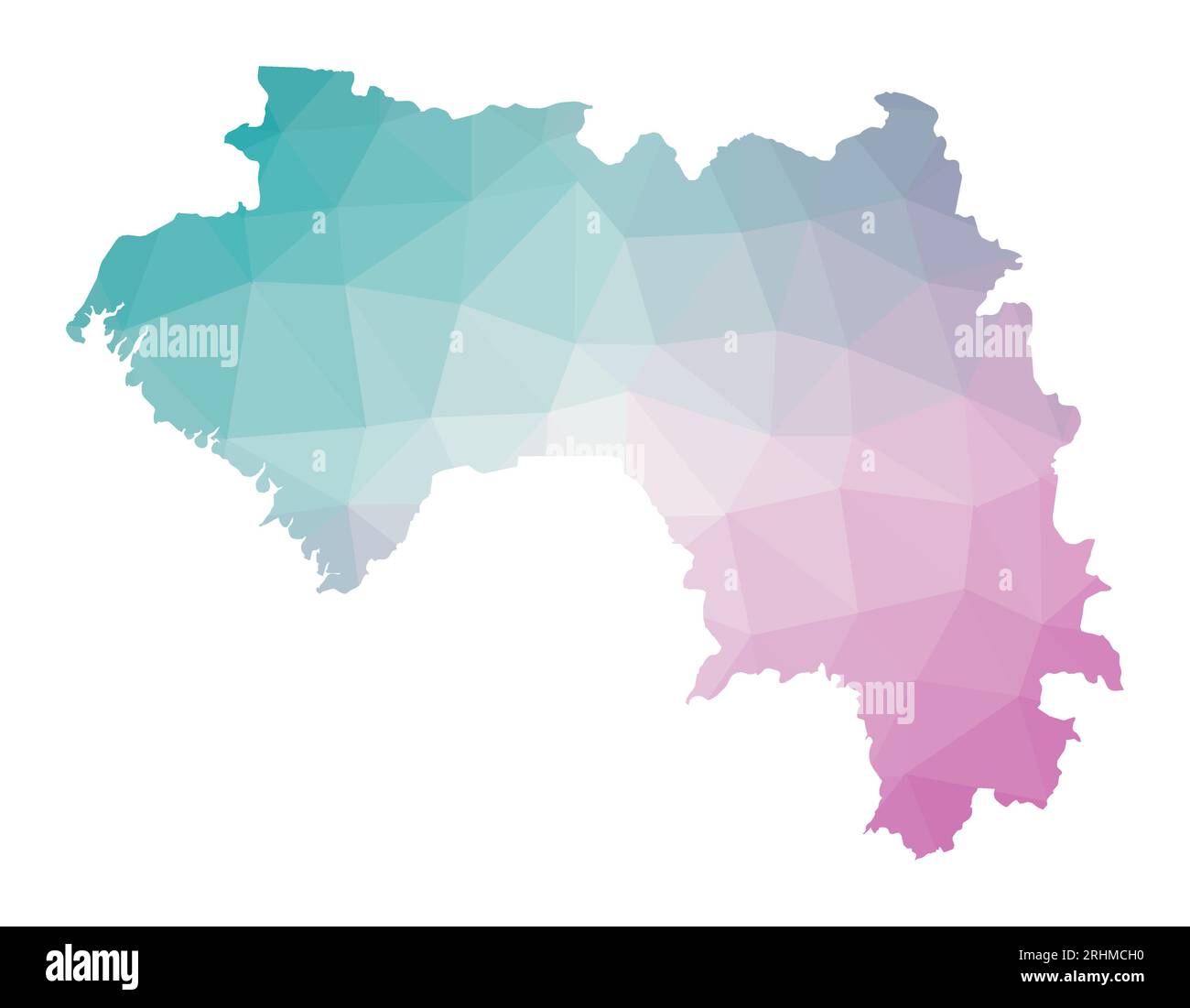 Polygonal map of Guinea. Geometric illustration of the country in ...