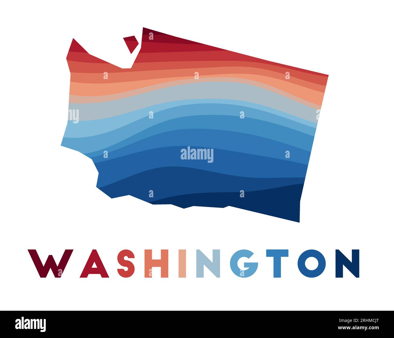 Washington map. Map of the us state with beautiful geometric waves in ...