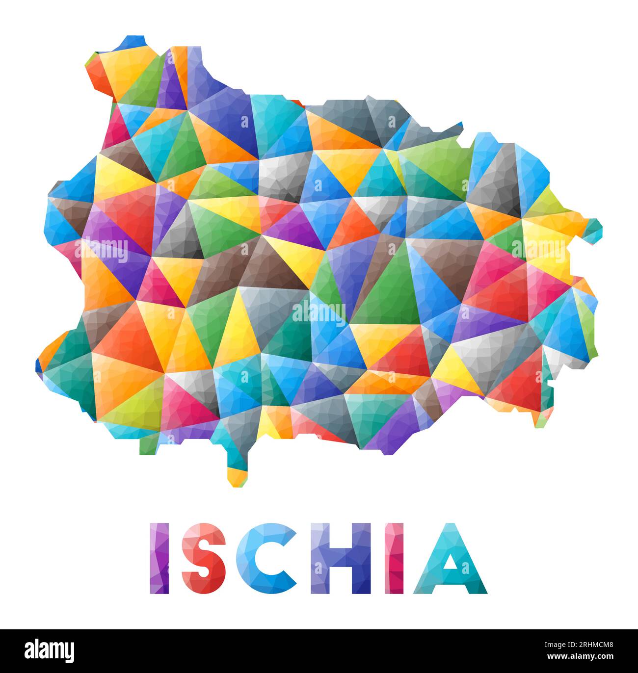 Ischia - colorful low poly island shape. Multicolor geometric triangles ...