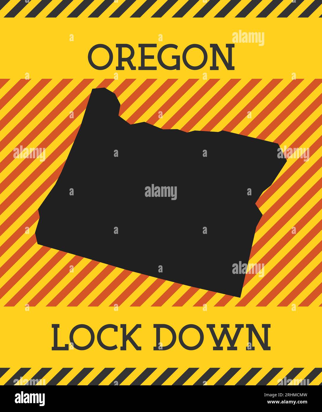 Oregon Lock Down Sign. Yellow US state pandemic danger icon. Vector ...