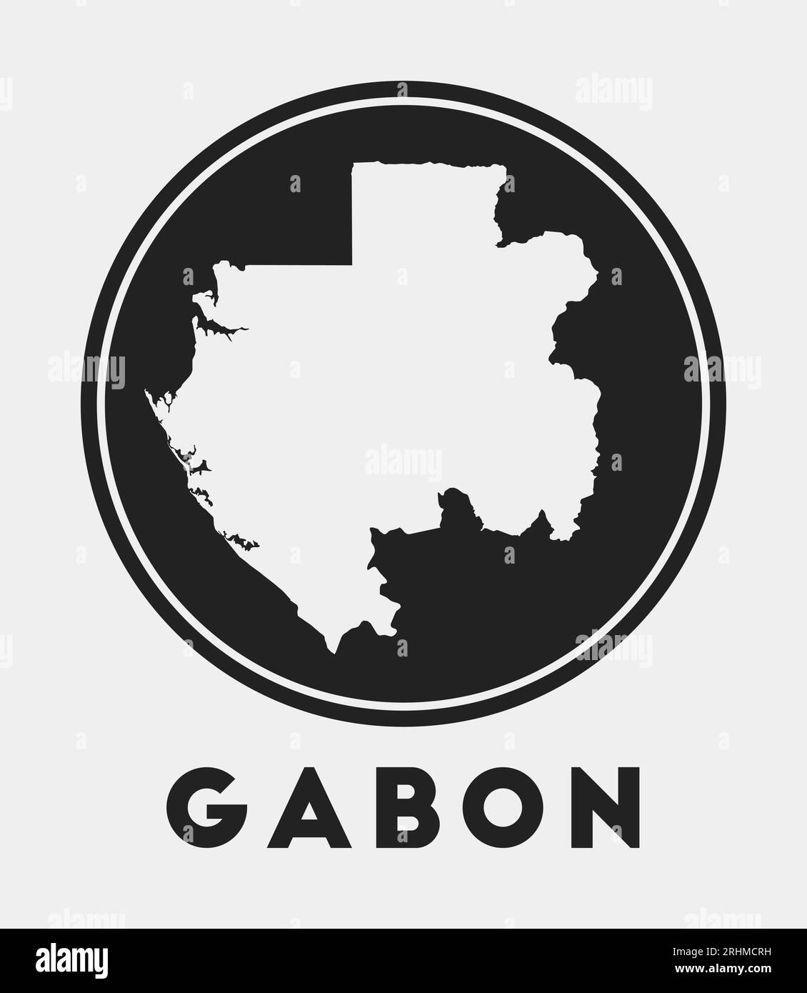 Gabon Icon Round Logo With Country Map And Title Stylish Gabon Badge