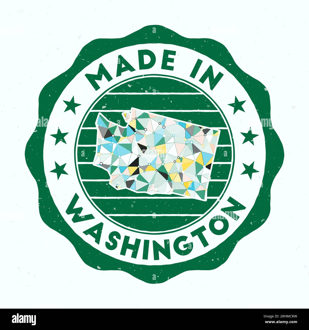 Made In Washington. US state round stamp. Seal of Washington with ...