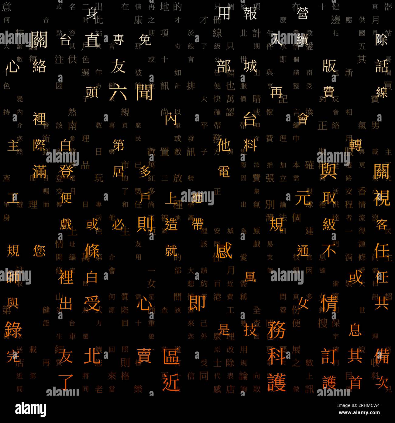 Letters matrix background. Random characters of Chinese traditional ...