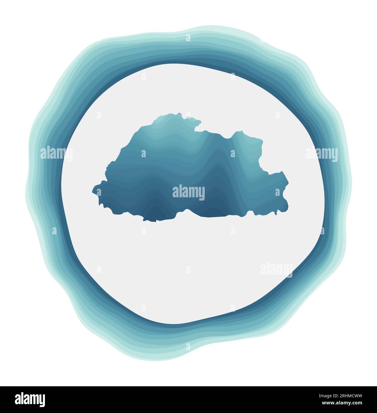 Bhutan logo. Badge of the country. Layered circular sign around Bhutan border shape. Captivating ...
