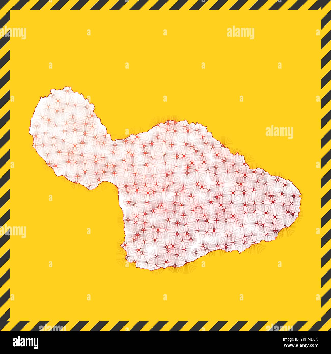 Maui closed - virus danger sign. Lockdown island icon. Black striped ...