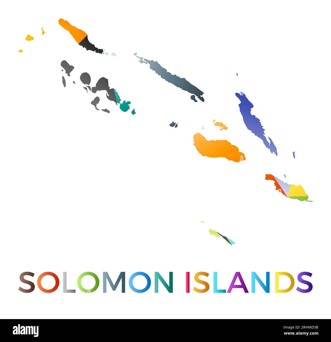 Bright colored Solomon Islands shape. Multicolor geometric style ...