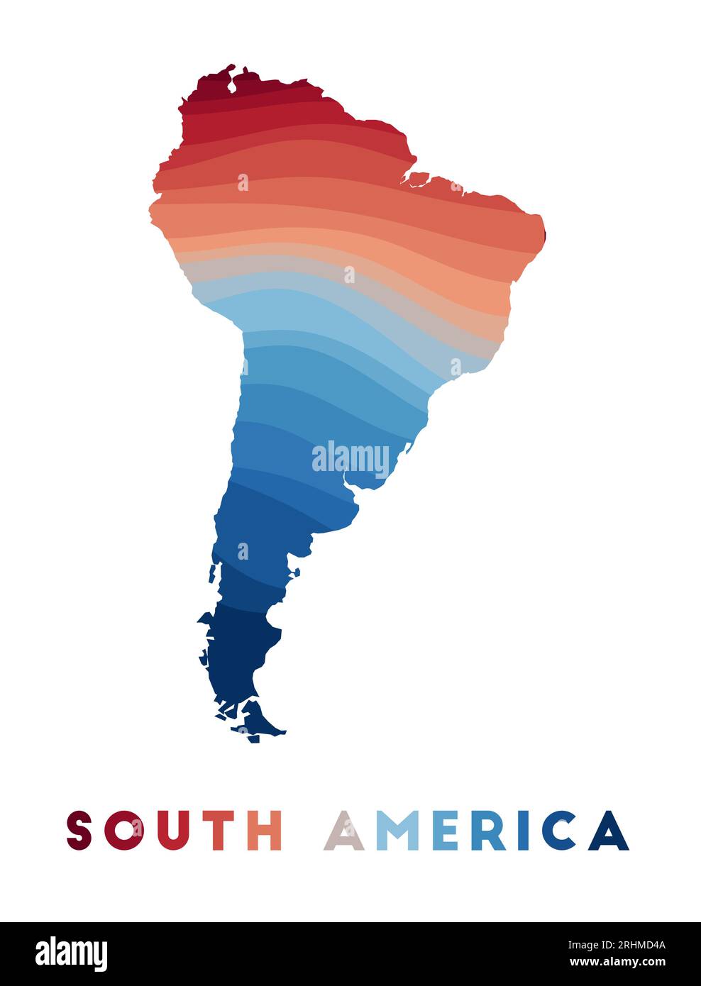 South America map. Map of the continent with beautiful geometric waves ...