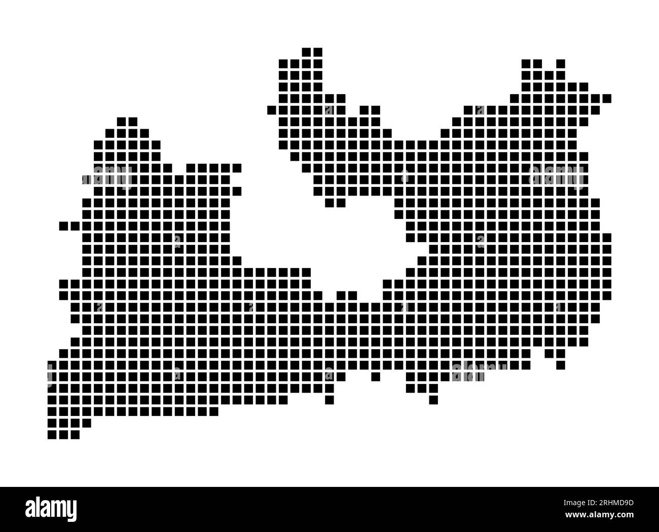 Map of Milos in dotted style. Borders of the island filled with ...