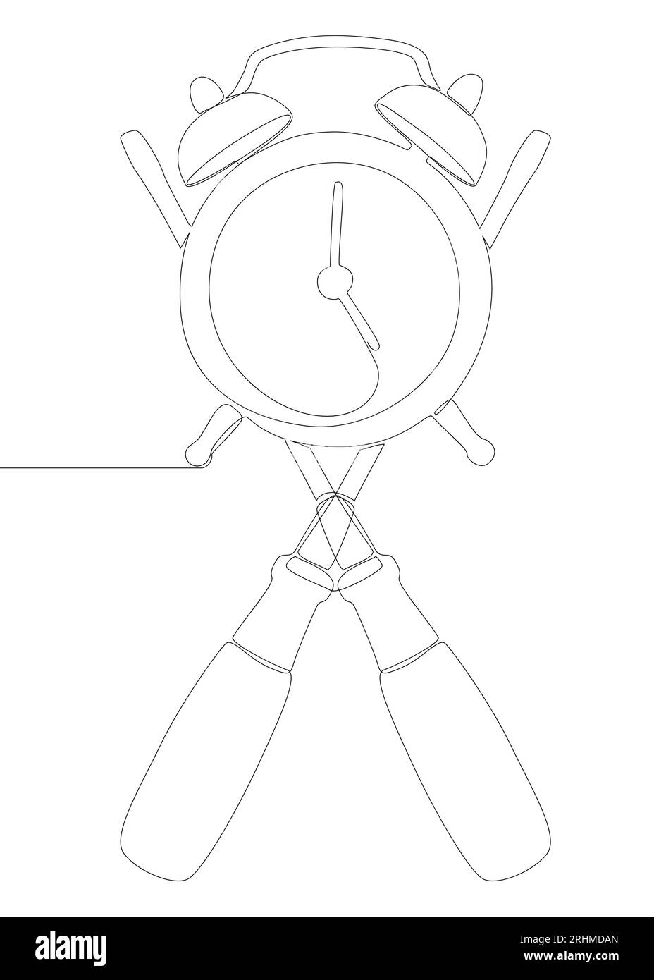 One continuous line of alarm clock with Screwdriver. Thin Line ...