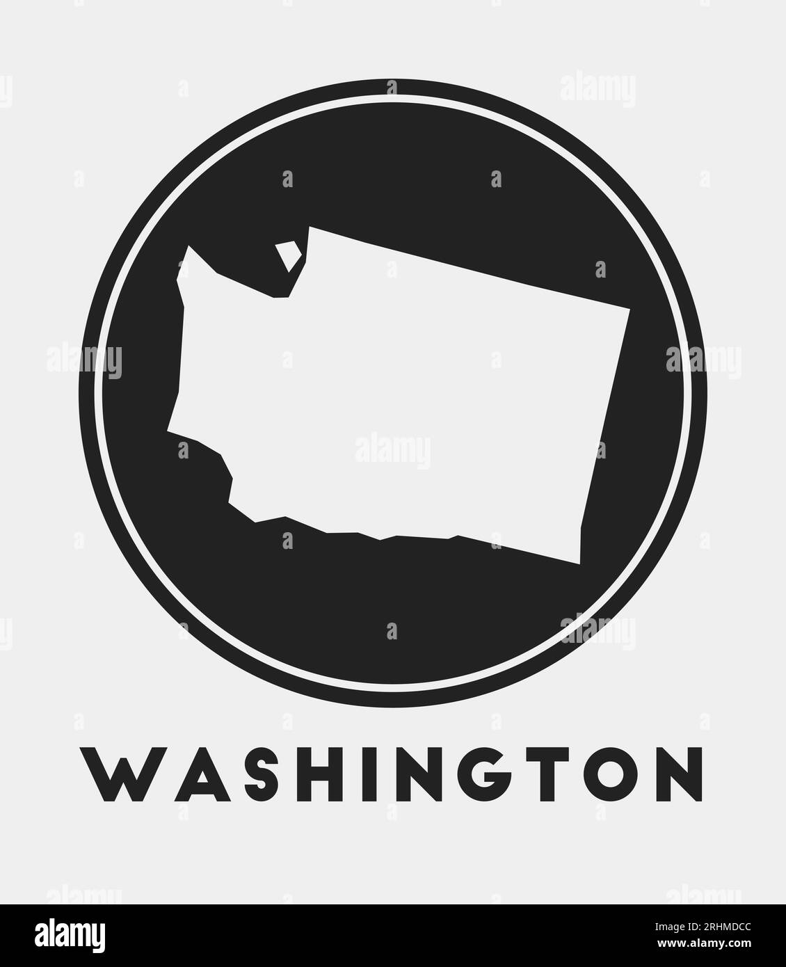 Washington icon. Round logo with US state map and title. Stylish ...