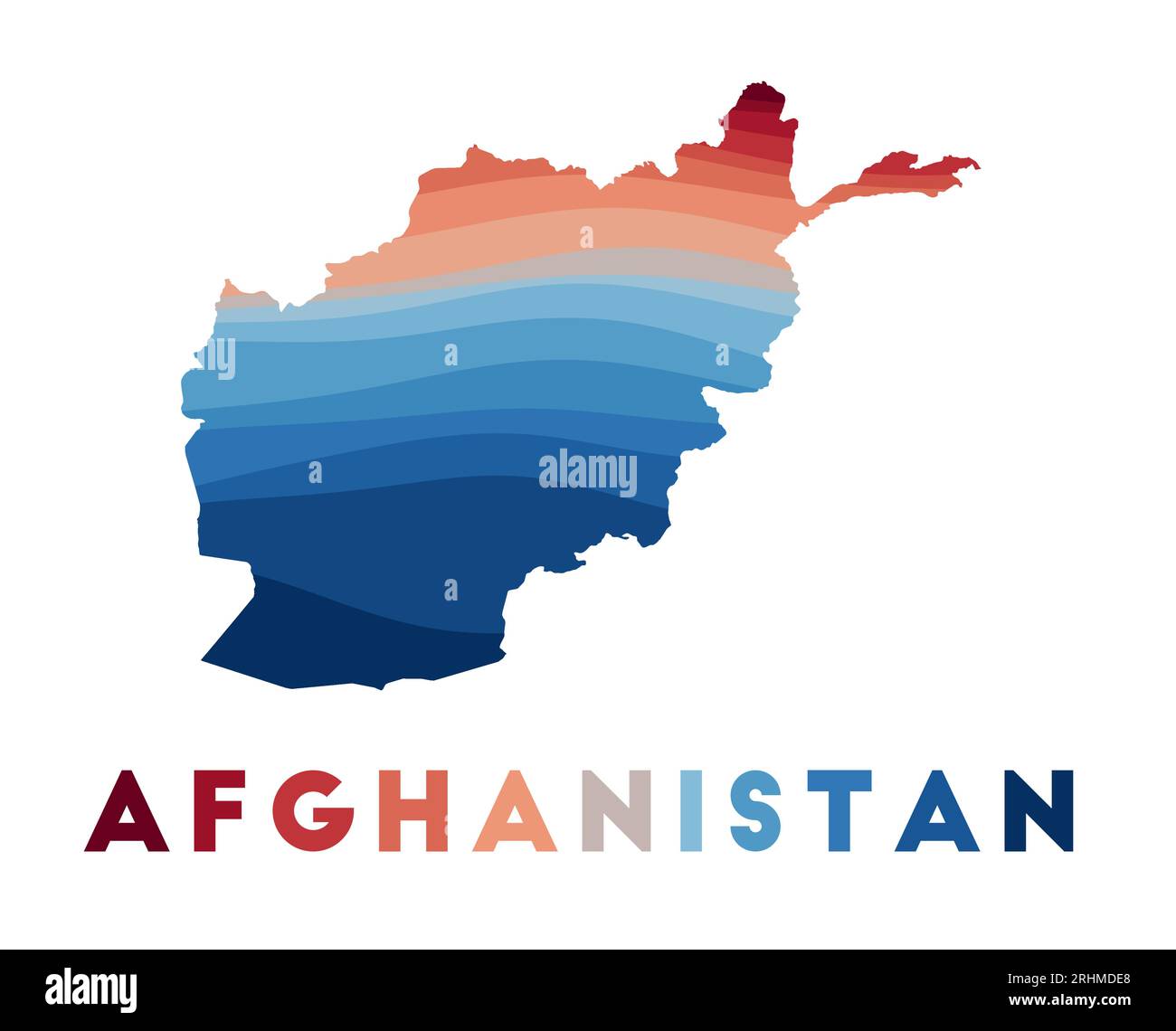 Afghanistan map. Map of the country with beautiful geometric waves in ...