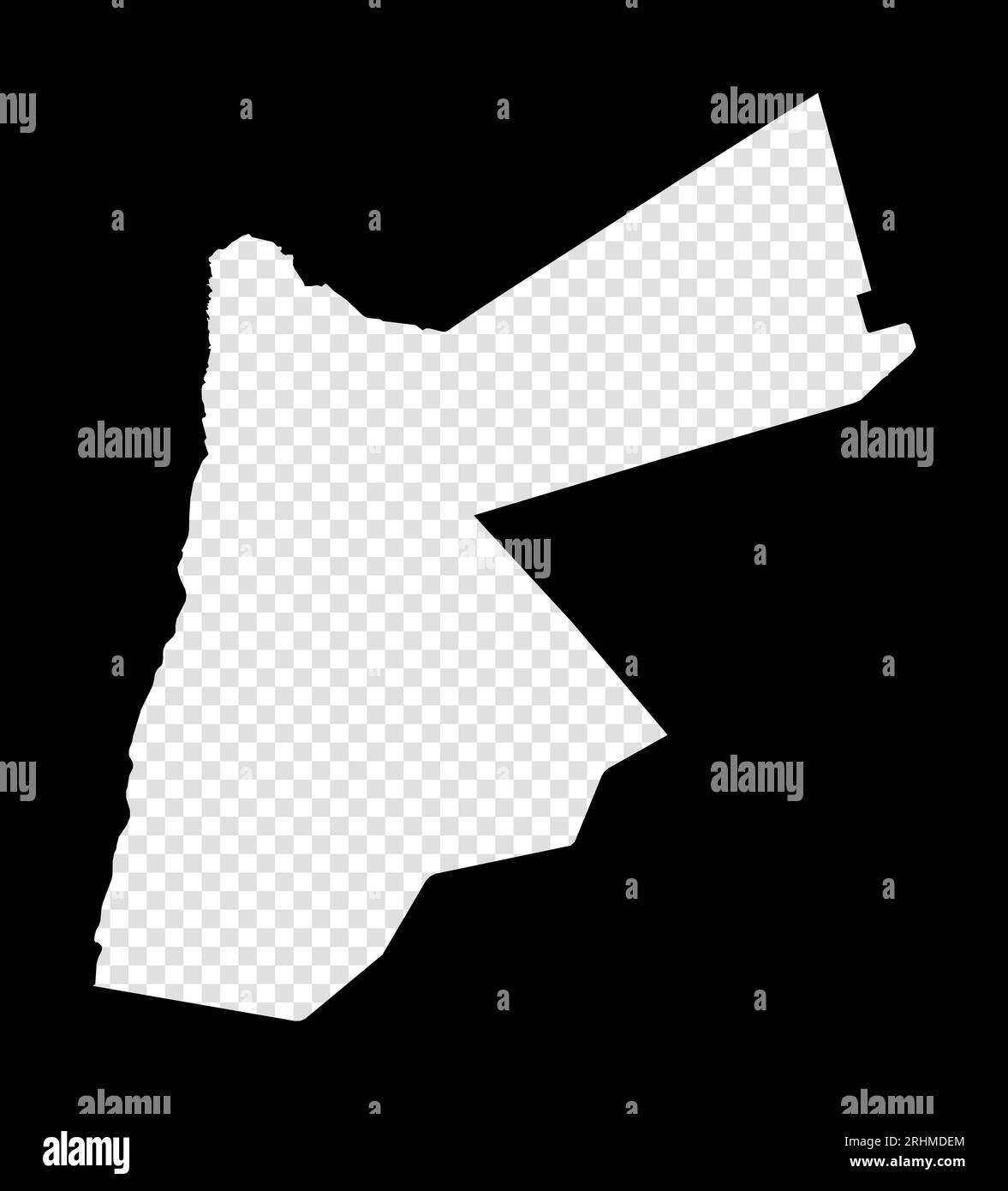 Stencil map of Jordan. Simple and minimal transparent map of Jordan. Black rectangle with cut ...