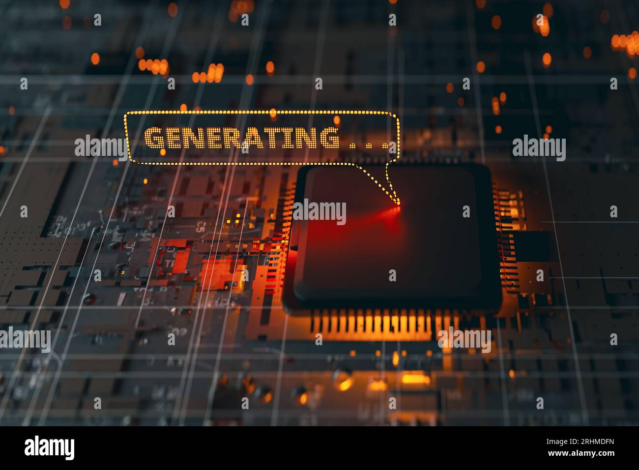 Artificial intelligence cpu is generating user requests, 3d rendering Stock Photo - Alamy