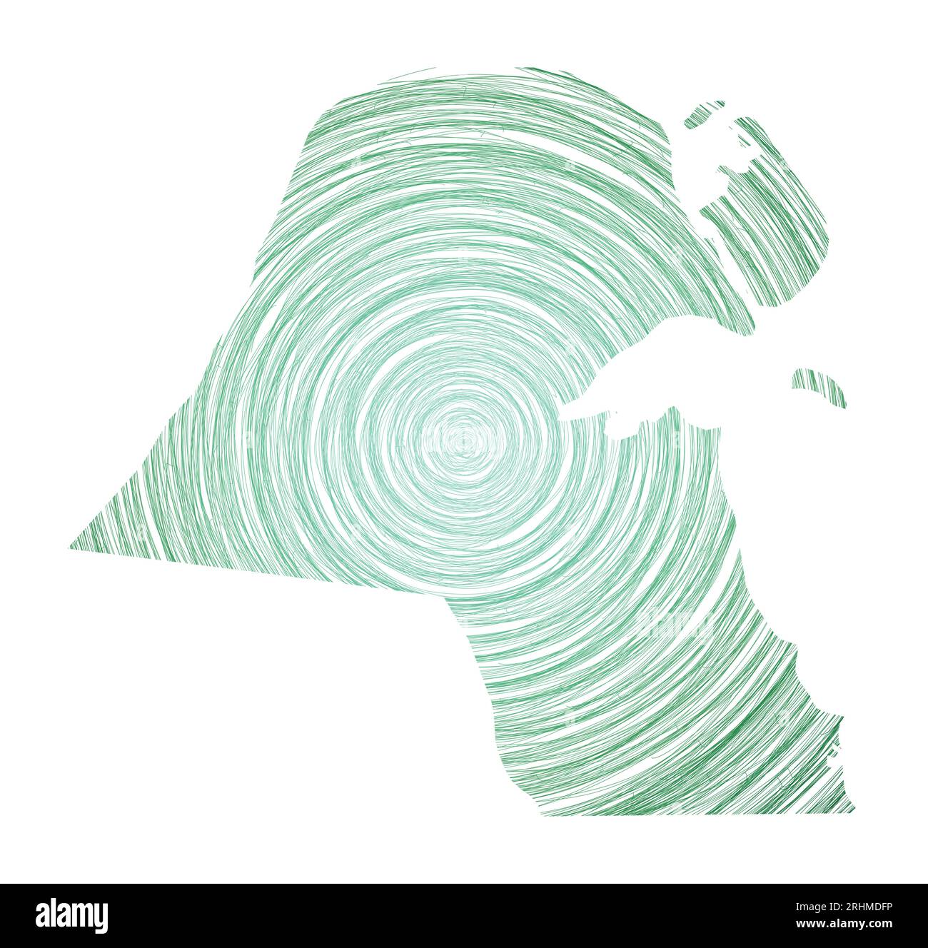 Kuwait map filled with concentric circles. Sketch style circles in ...