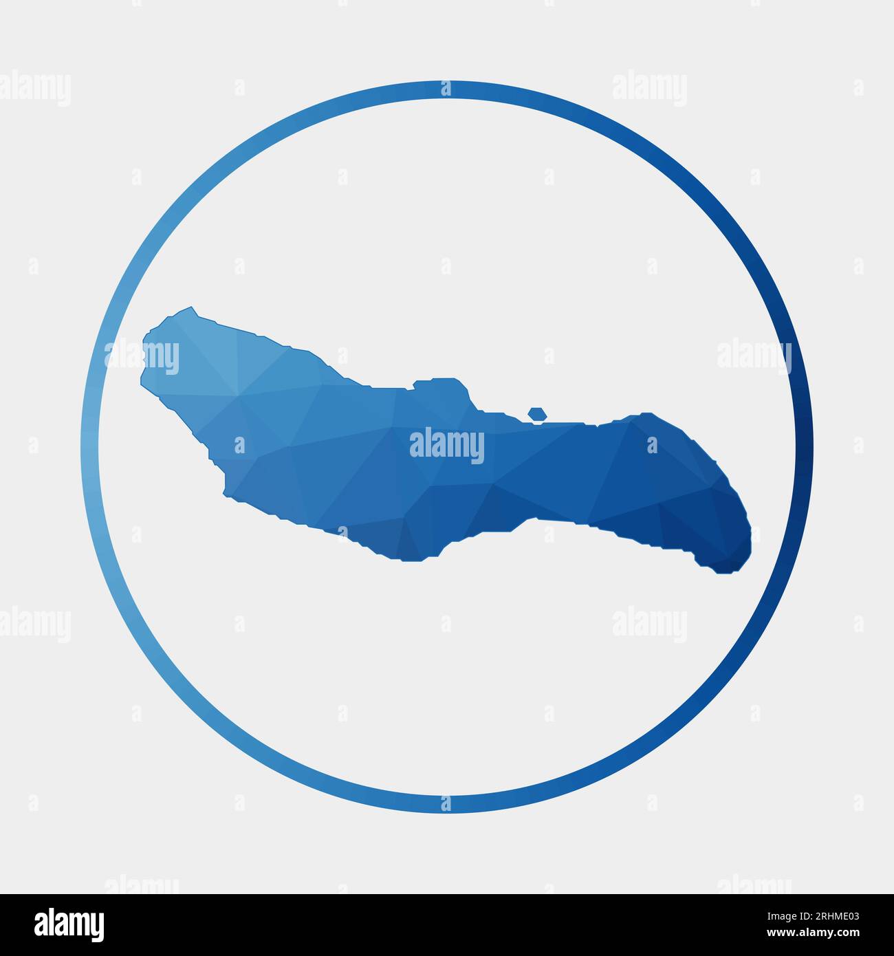 Saona Island icon. Polygonal map in gradient ring. Round low poly Saona ...