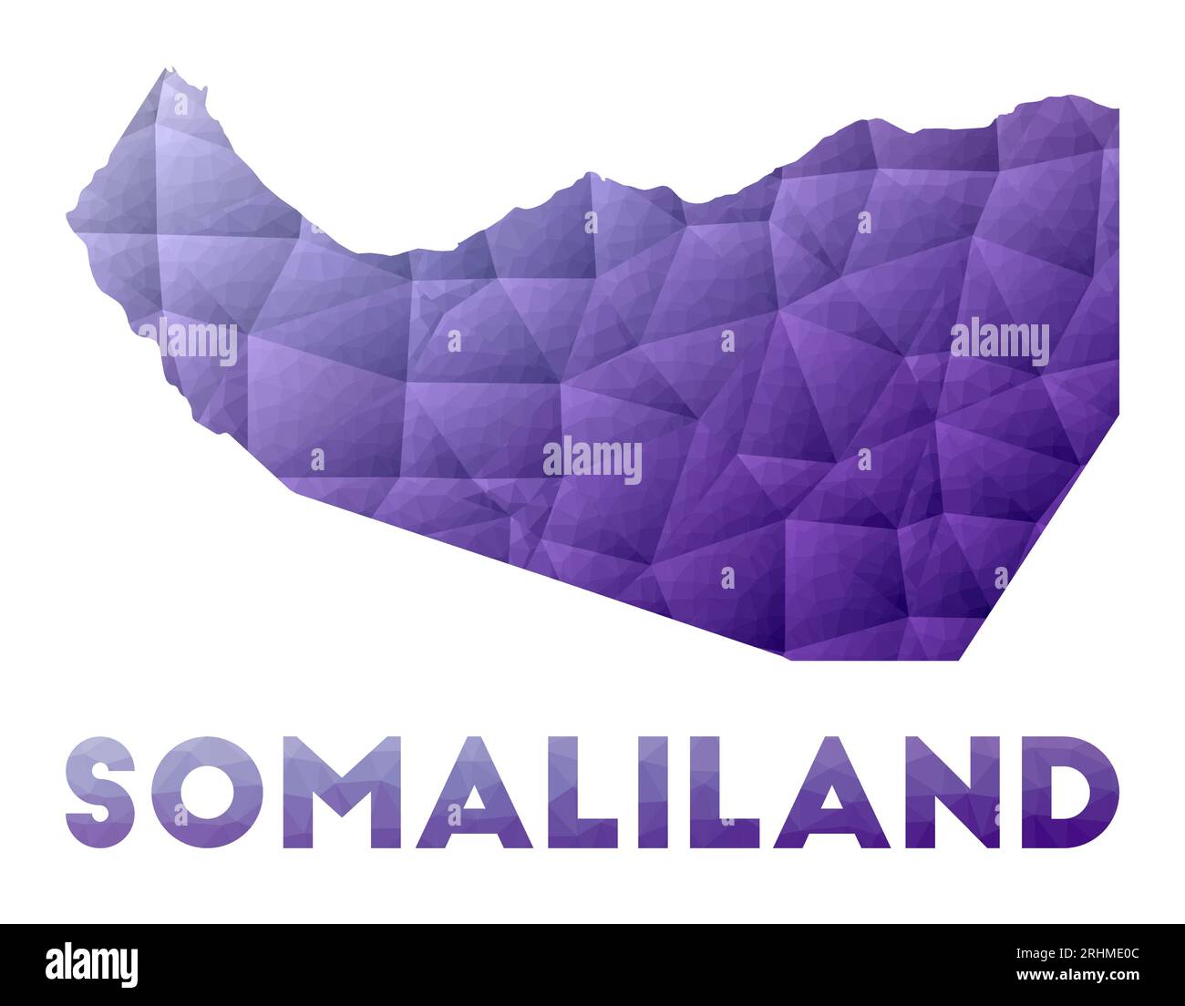 Map of Somaliland. Low poly illustration of the country. Purple geometric design. Polygonal ...