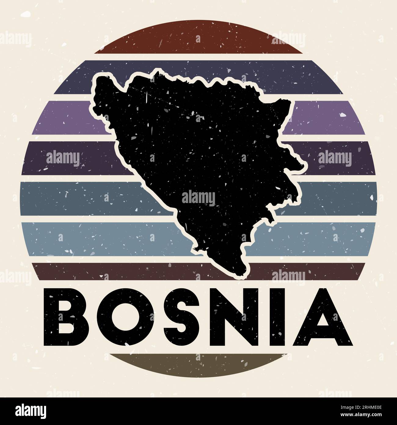 Bosnia logo. Sign with the map of country and colored stripes, vector ...