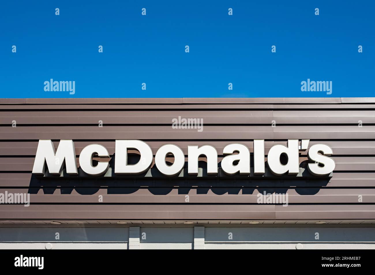 McDonald's restaurant in Vancouver Canada. Mcdonald's signboard. Part ...