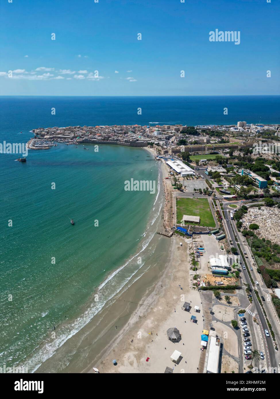 Beautiful high resolution panoramic drone image of the city of Acre ...