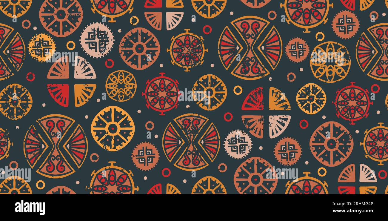 Landscape decorative ethnic style. circle Seamless pattern Australia ...