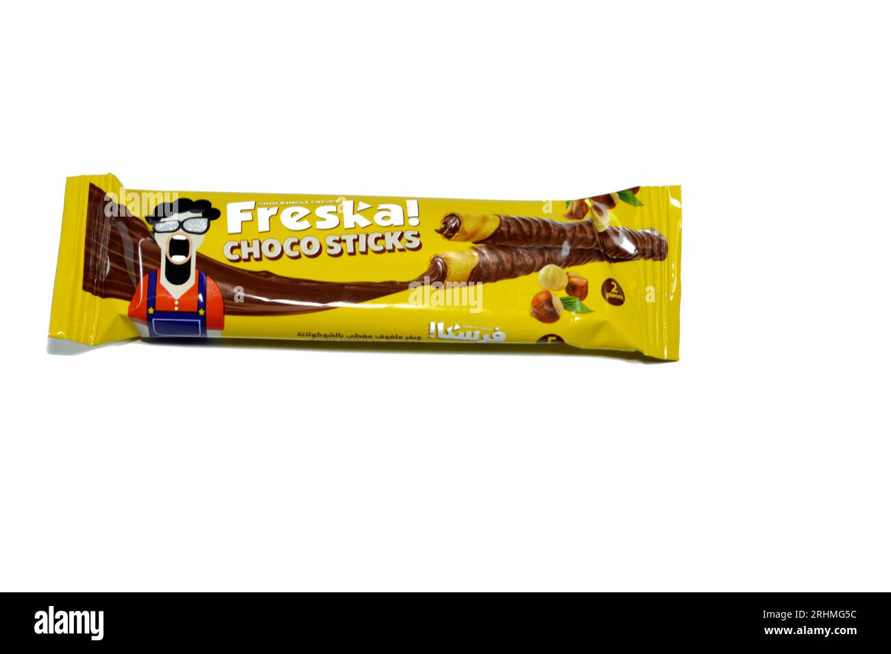 Cairo, Egypt, August 4 2023: Freska Choco sticks, crunchy wafers with ...