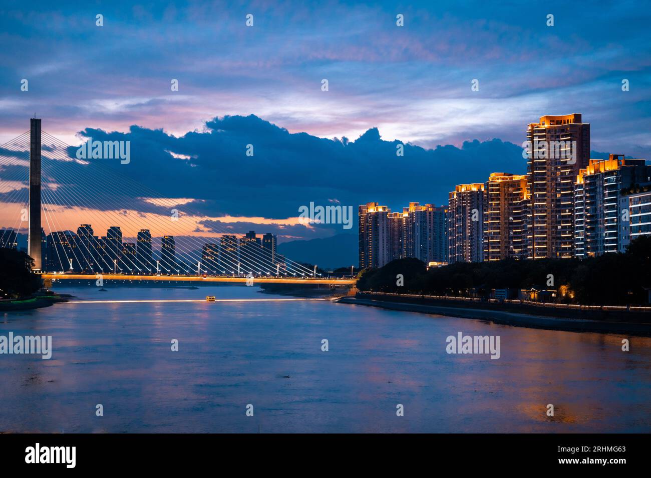 Fuzhou City skyline at night Stock Photo - Alamy
