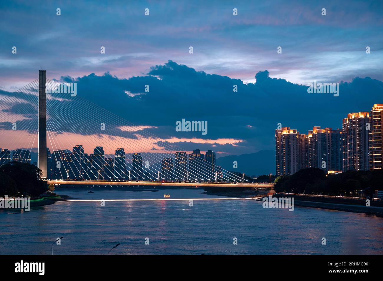 Fuzhou City skyline at night Stock Photo - Alamy