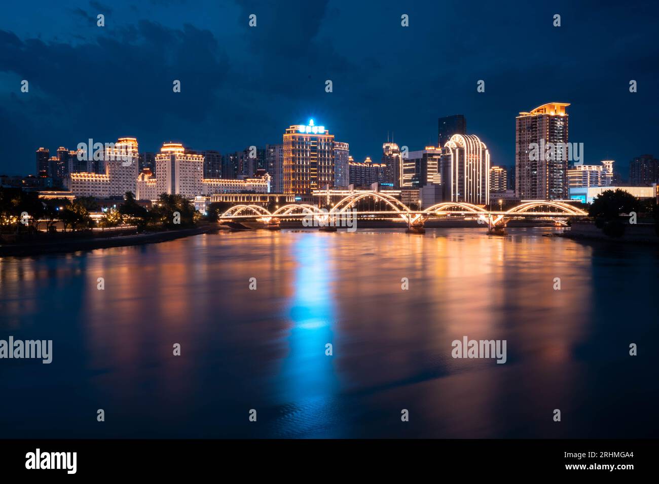 Fuzhou City skyline at night Stock Photo - Alamy