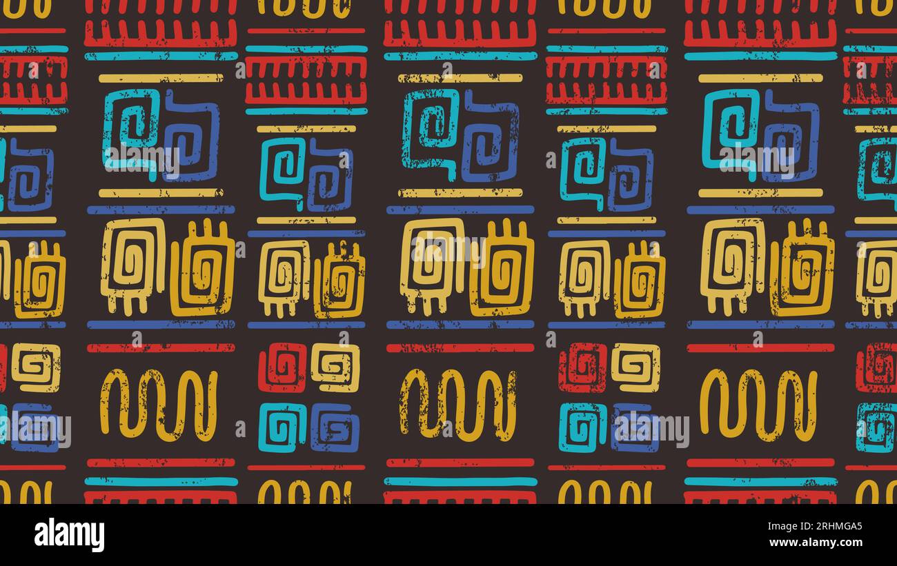 Colorful ethnic pattern, hand drawing african aztec vector, good for ...