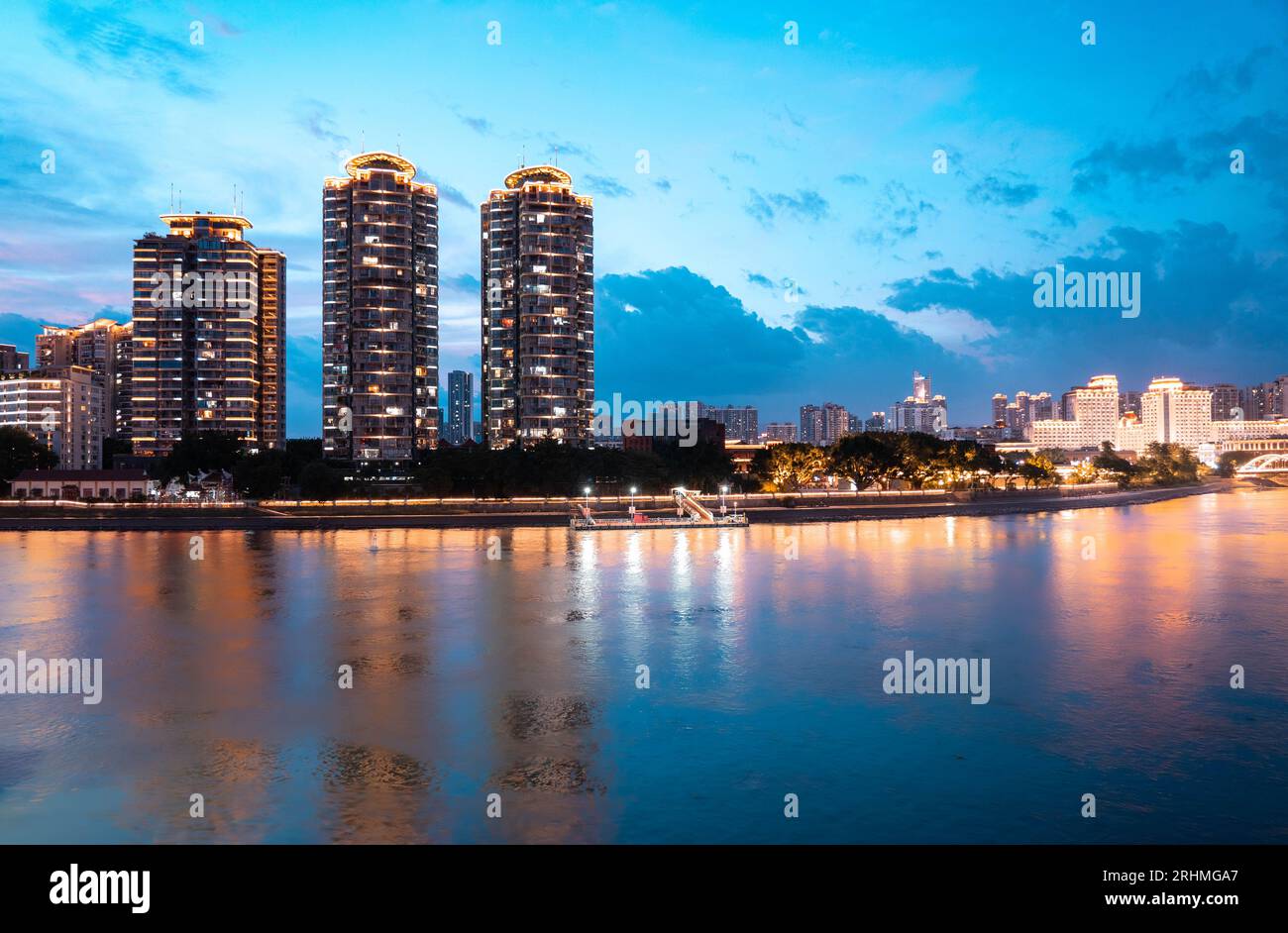Fuzhou City skyline at night Stock Photo - Alamy