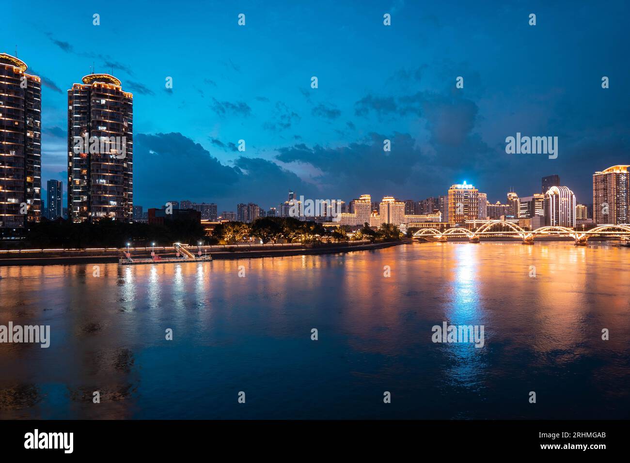 Fuzhou City skyline at night Stock Photo - Alamy