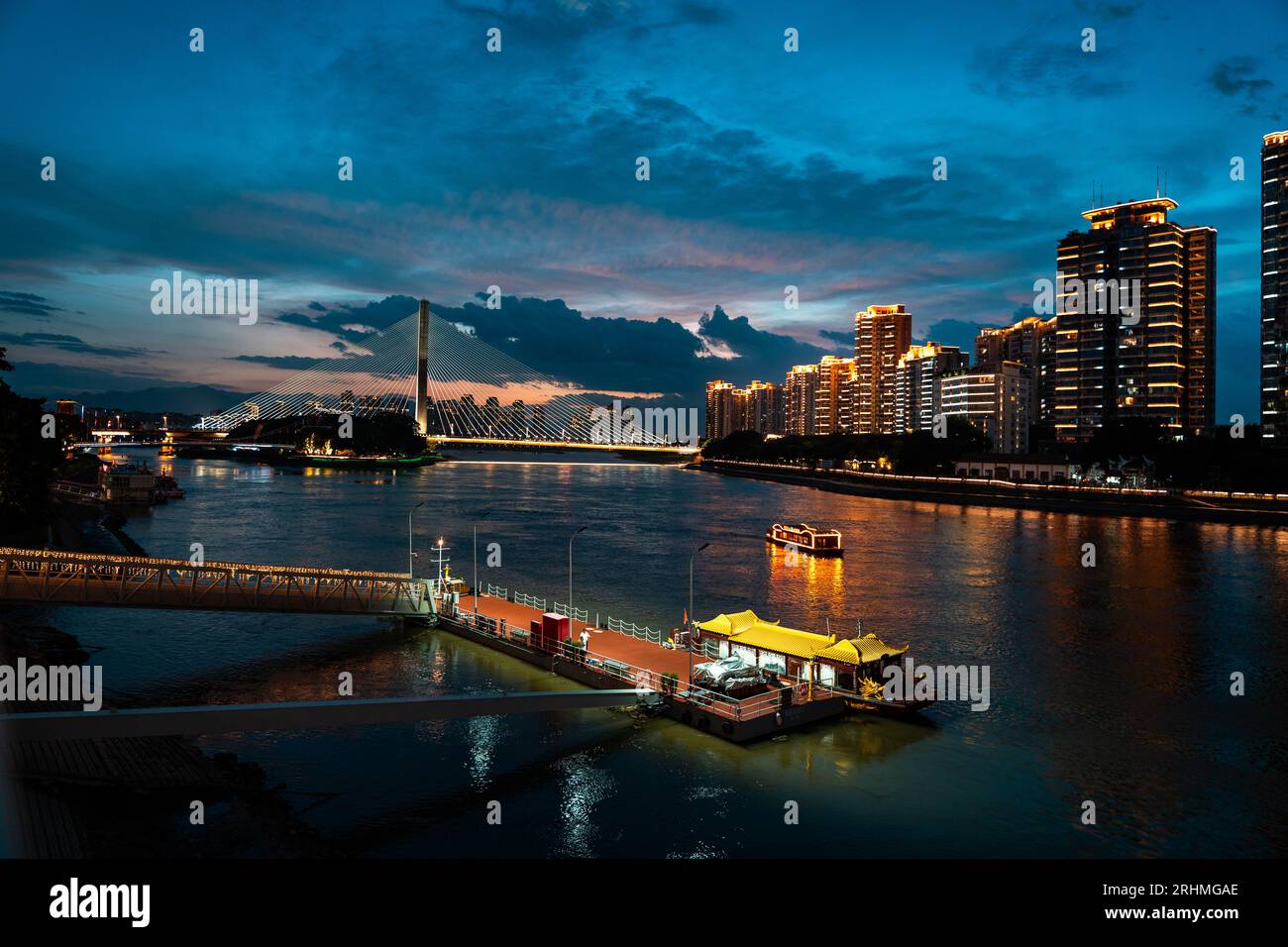 Fuzhou City skyline at night Stock Photo - Alamy