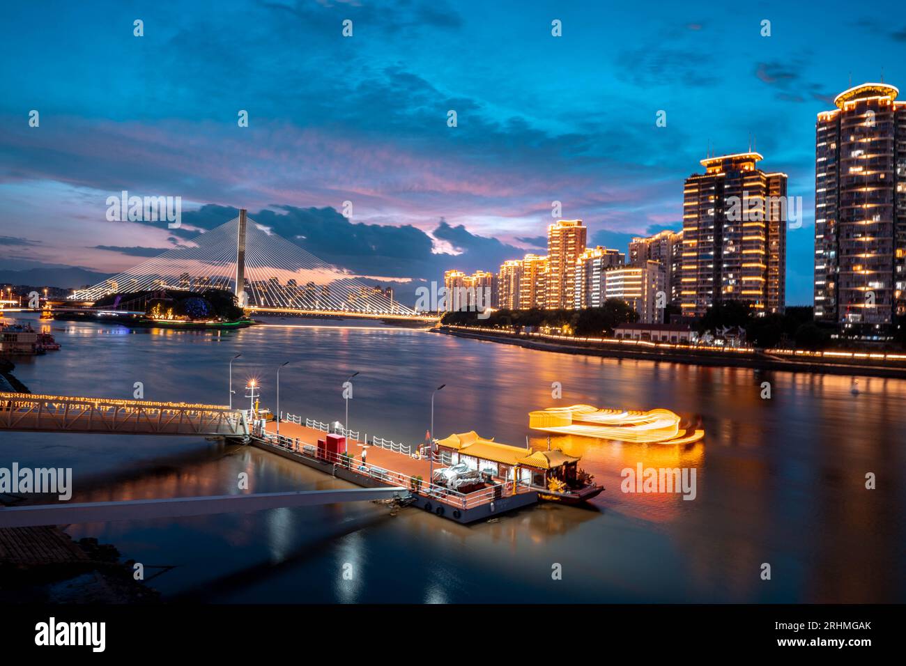 Fuzhou City skyline at night Stock Photo - Alamy