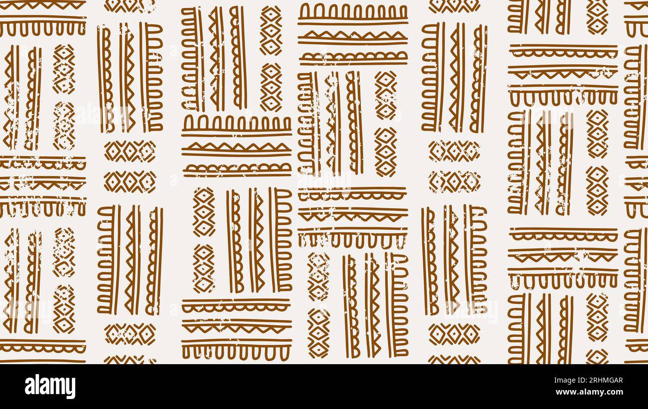 seamless african doodle stripes drawing pattern, Vector hand drawn ...