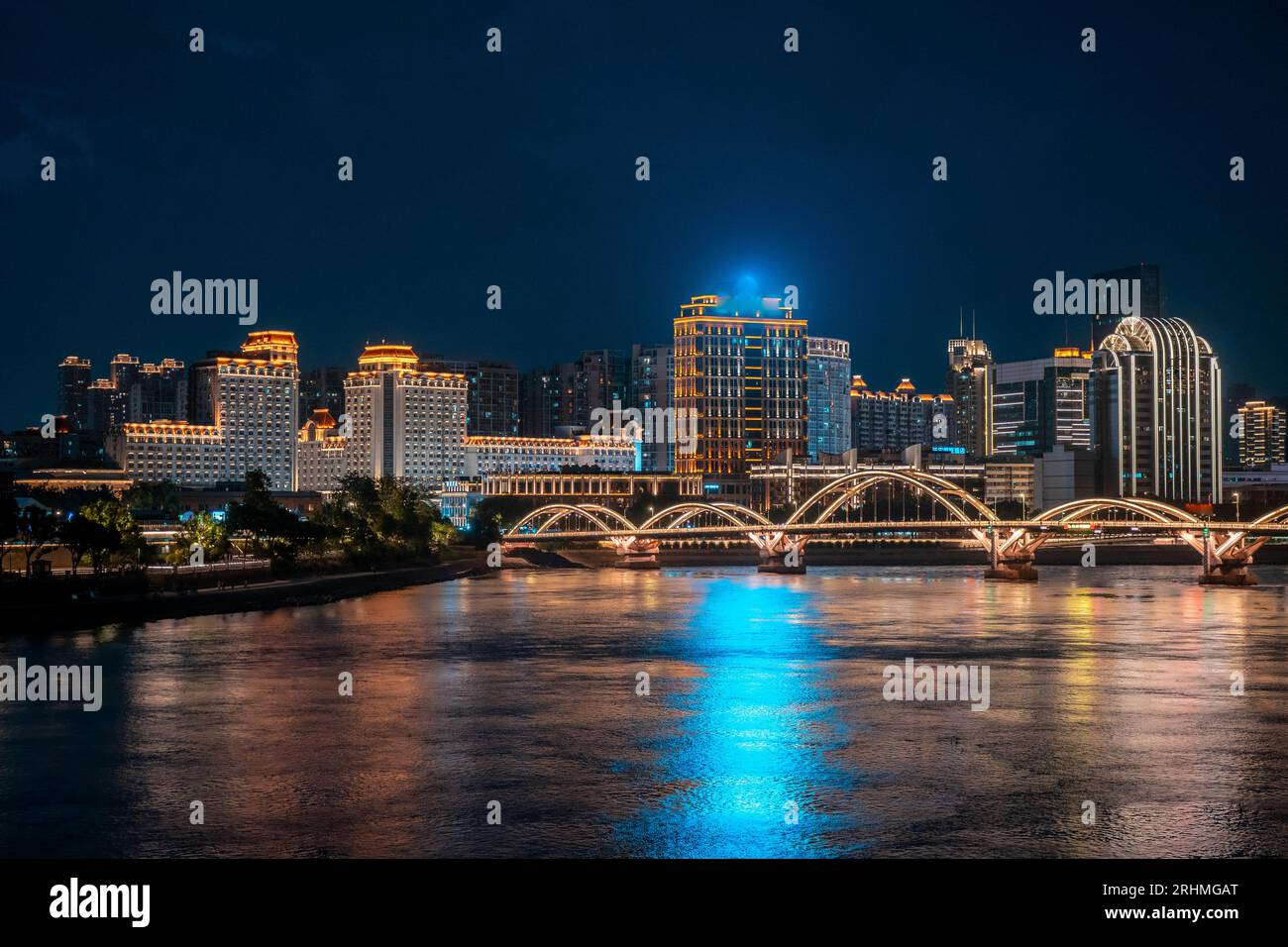 Fuzhou City skyline at night Stock Photo - Alamy