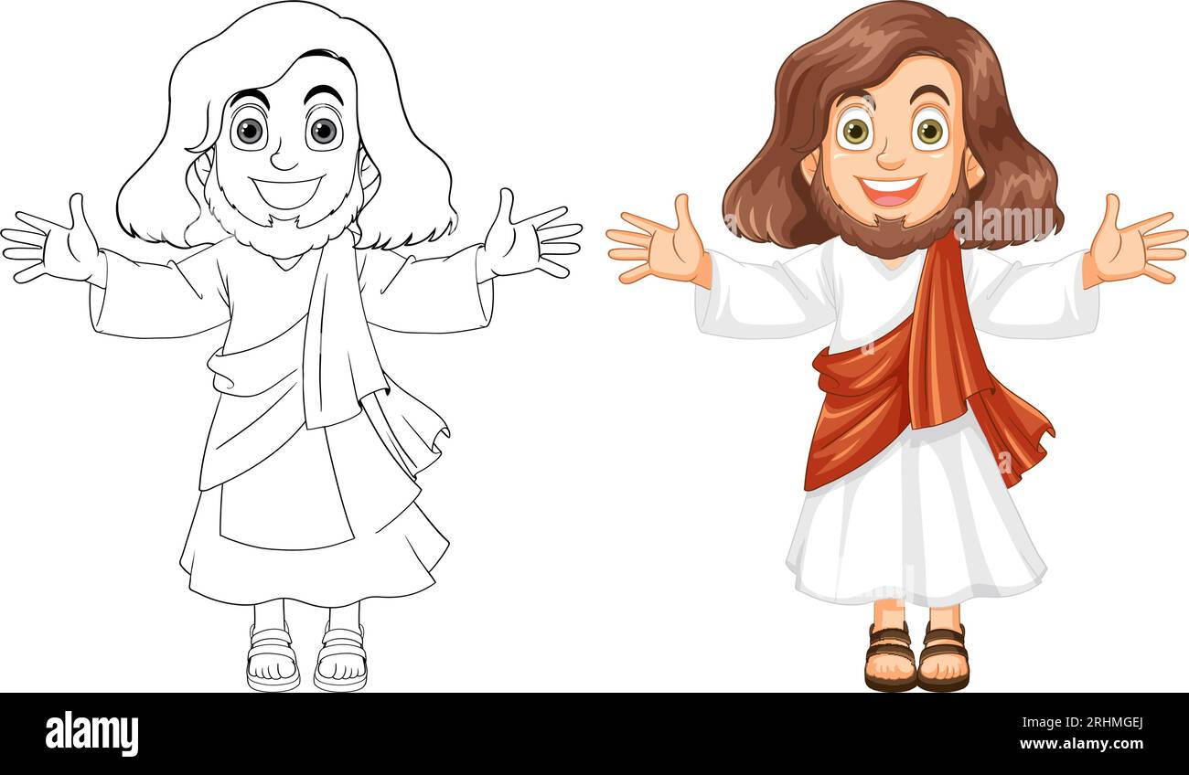 Jesus Christ Outline for Colouring illustration Stock Vector Image ...