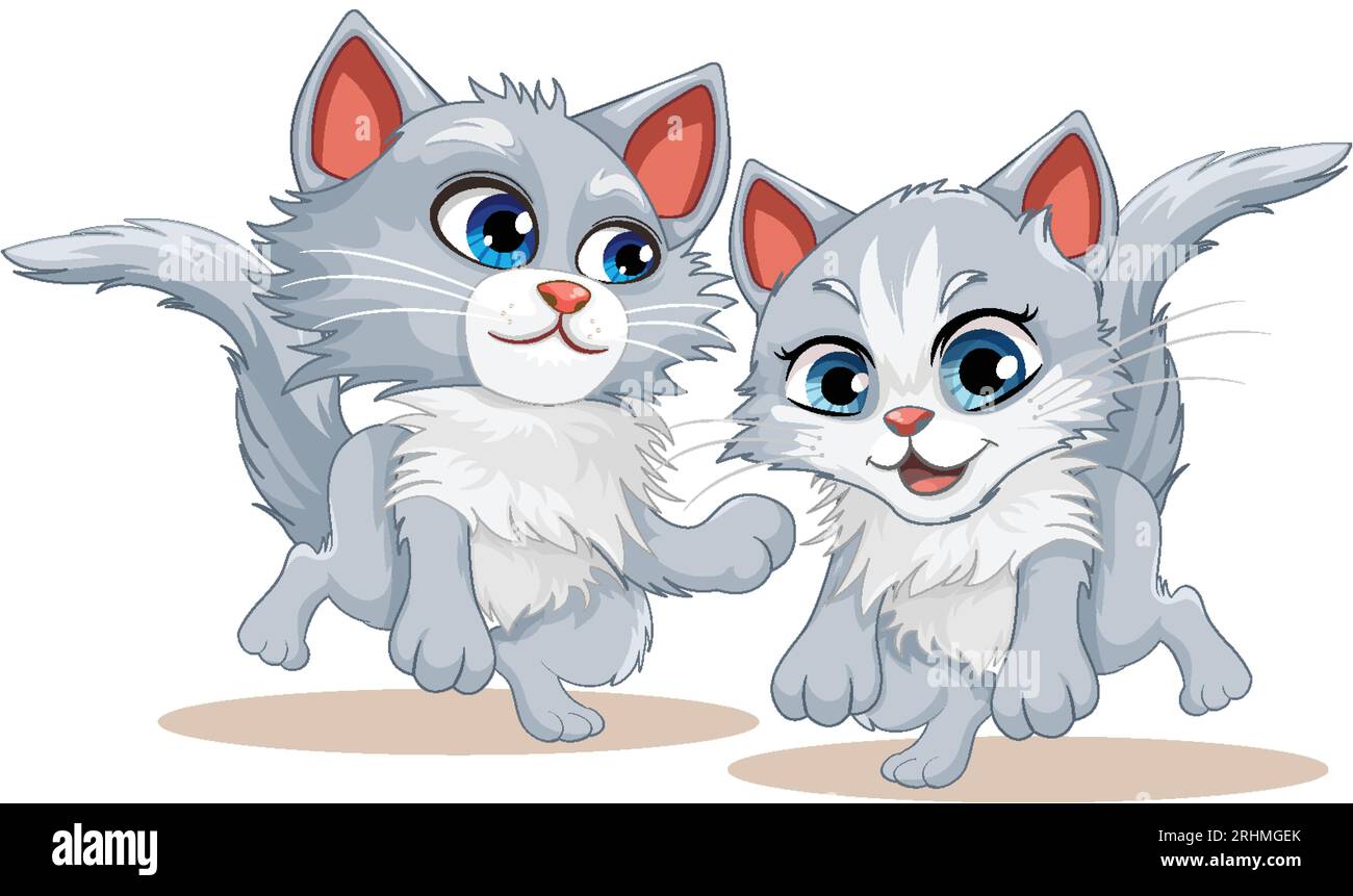 Two Cute Cats Playing Together illustration Stock Vector Image & Art - Alamy