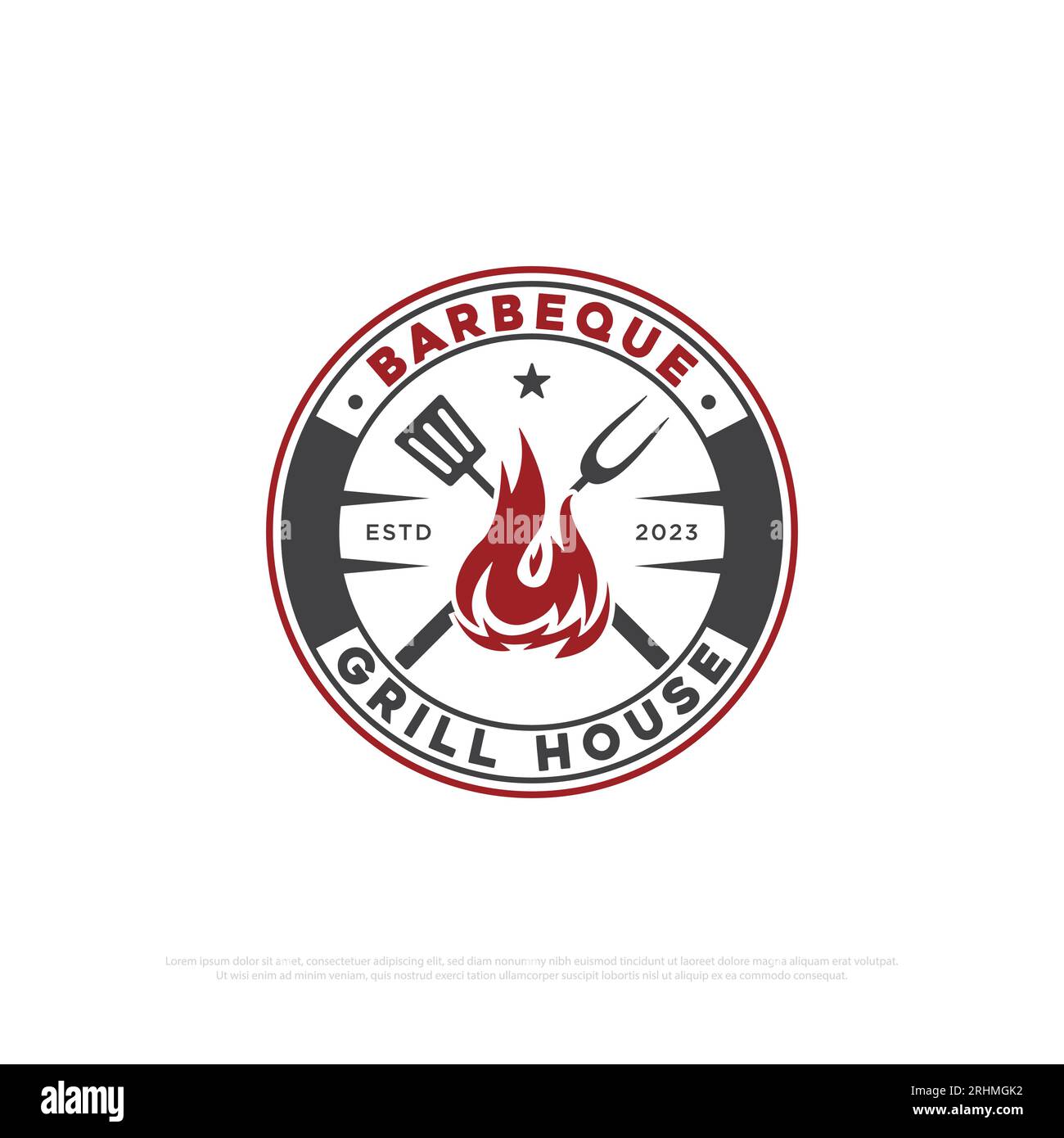 Hot grill barbecue logo design badge, retro grill house and bar icon ...