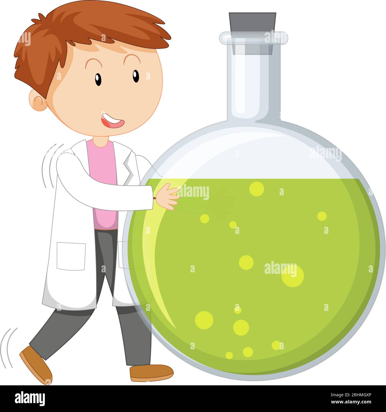 A charming male scientist in a doodle-style illustration, wearing a ...