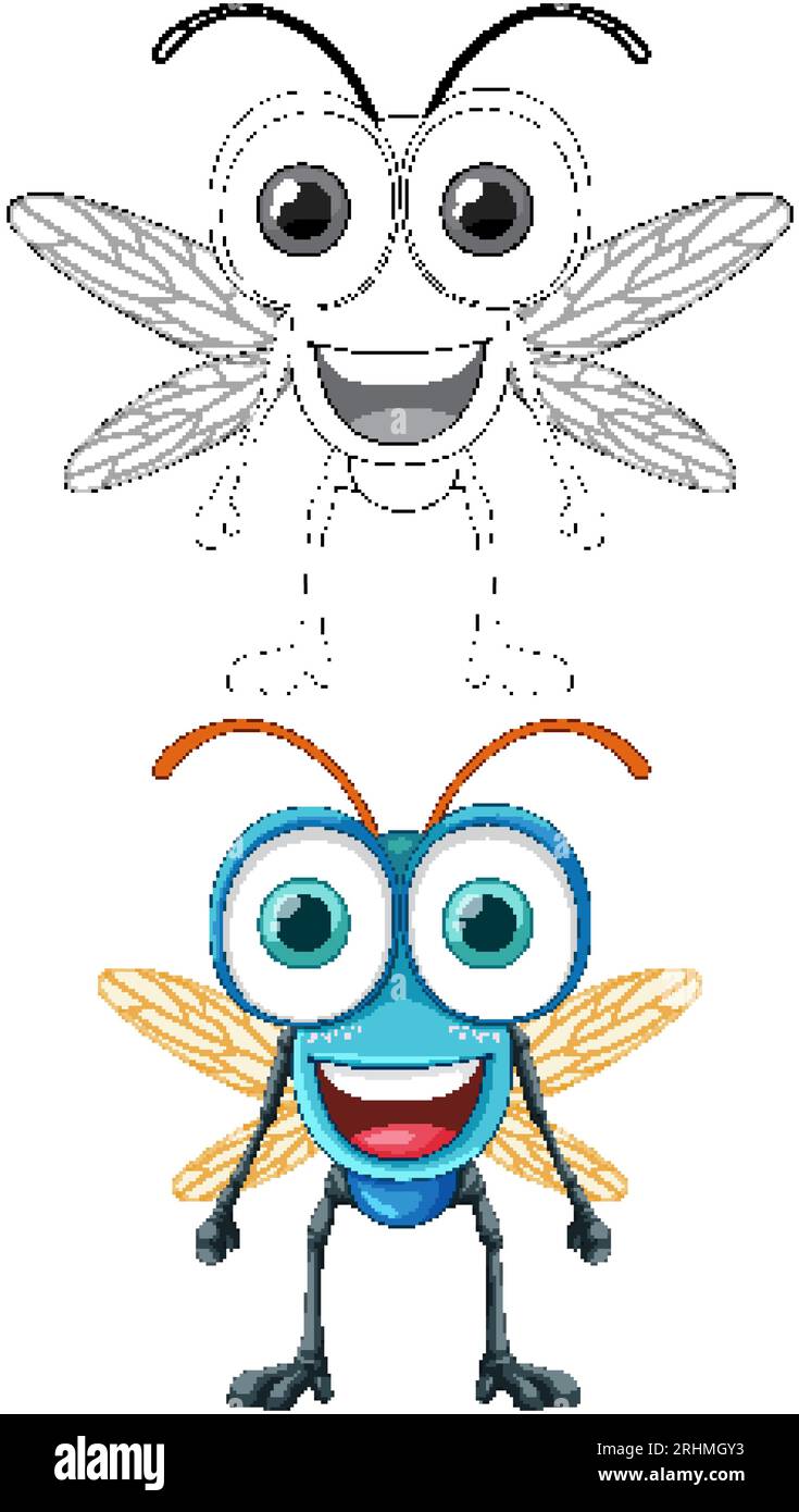Happy fly cartoon character doodle illustration Stock Vector Image ...
