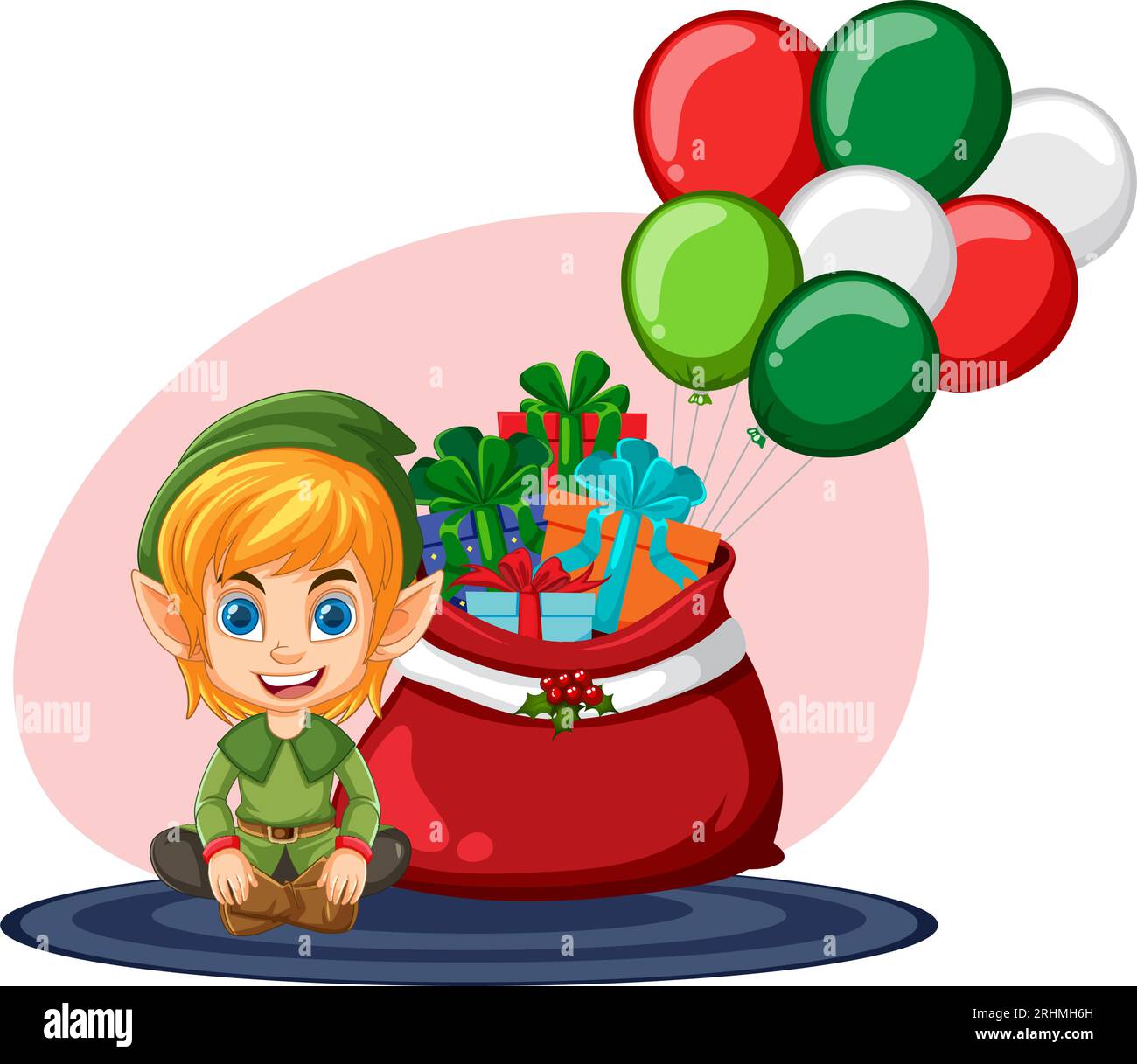 Elf with Christmas gift illustration Stock Vector Image & Art - Alamy